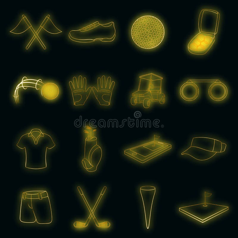 Golf icons set vector neon stock vector. Illustration of element ...