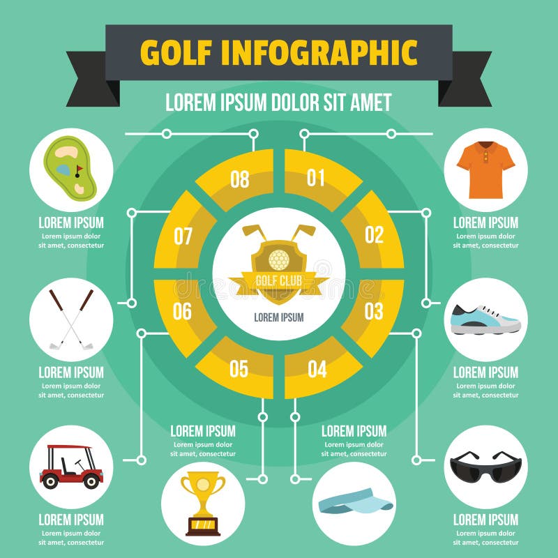 Golf Infographic Concept, Flat Style Stock Vector - Illustration of ...