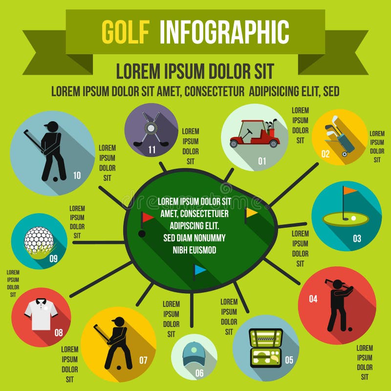 Golf Infographic, Flat Style Stock Vector - Illustration of putter ...