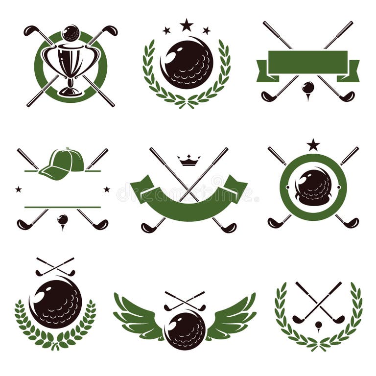 Golf Labels and Icons Set. Vector Stock Vector - Illustration of golf ...