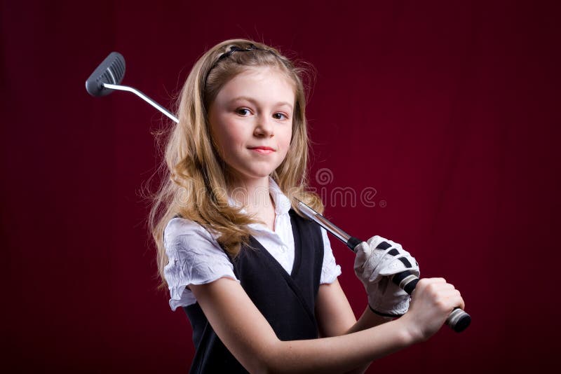 Golf in the living room 5 stock photo. Image of girl, inside - 4676854