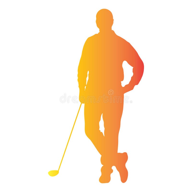 Golf Man Silhouette in Colorful Design. Flat Vector Illustration ...
