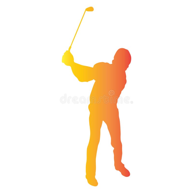 Golf Man Silhouette in Colorful Design. Flat Vector Illustration ...