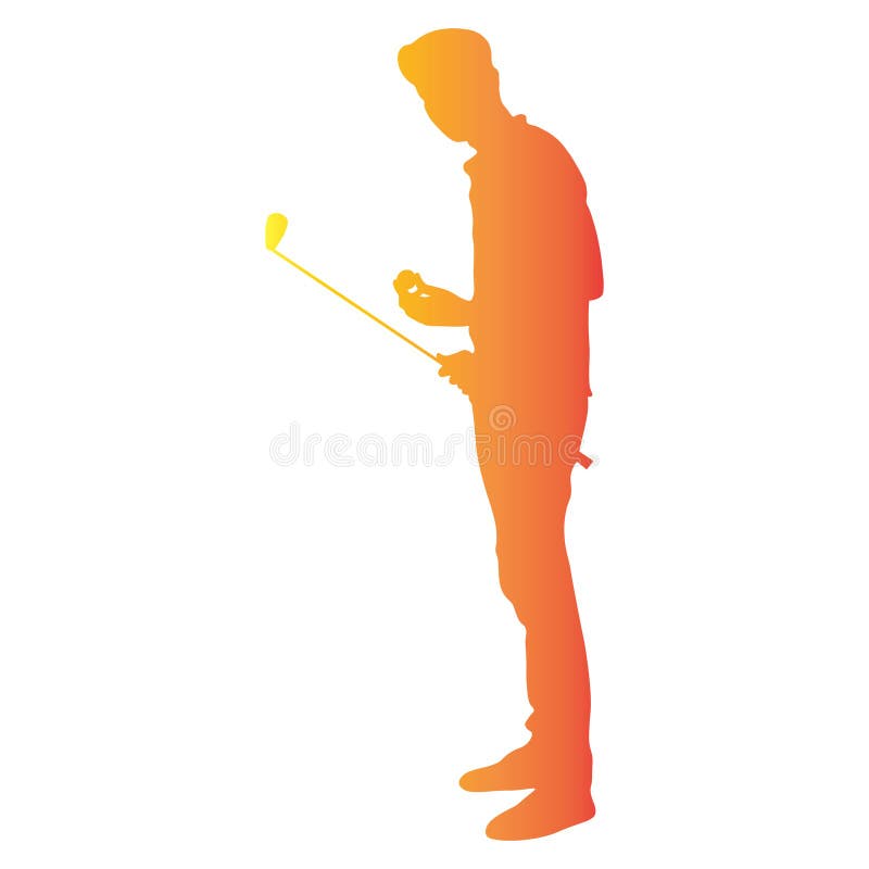 Golf Man Silhouette in Colorful Design. Flat Vector Illustration ...
