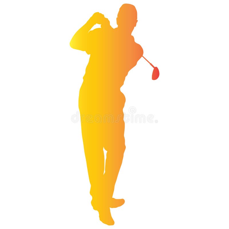 Golf Man Silhouette in Colorful Design. Flat Vector Illustration ...