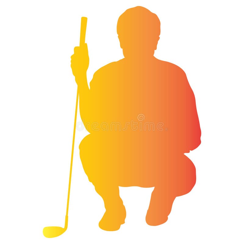 Golf Man Silhouette in Colorful Design. Flat Vector Illustration ...
