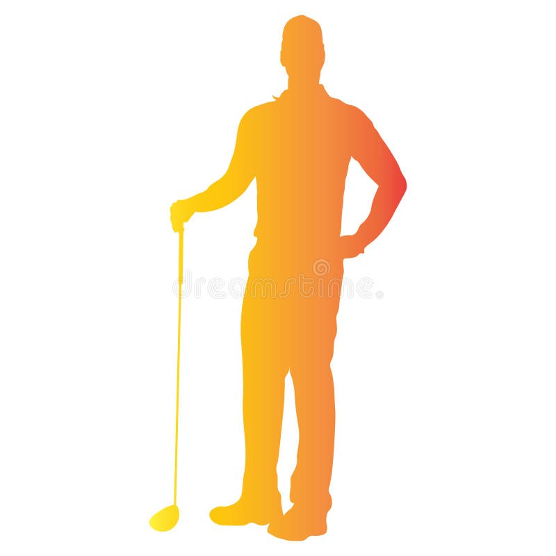 Golf Man Silhouette in Colorful Design. Flat Vector Illustration ...