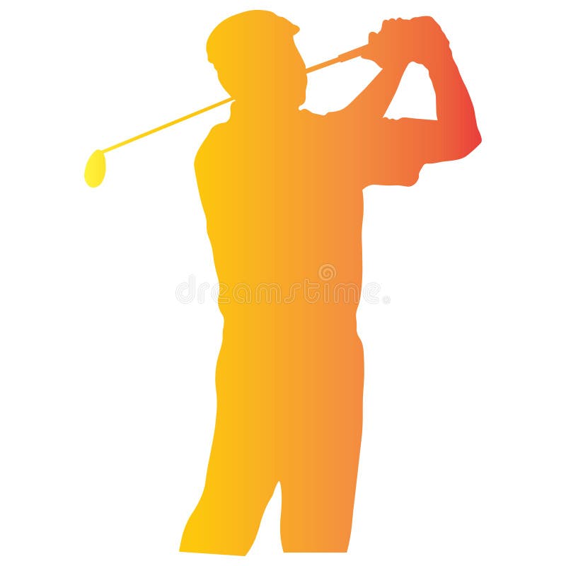 Golf Man Silhouette in Colorful Design. Flat Vector Illustration ...