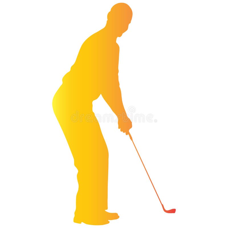 Golf Man Silhouette in Colorful Design. Flat Vector Illustration ...