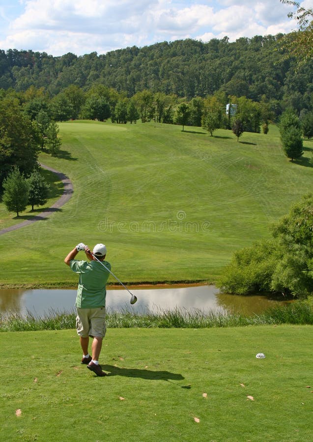 Golf - Man Teeing Off stock image. Image of athlete, sand - 13095691
