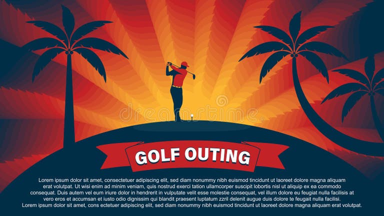 Golf Outing Template Design with Golf Playerl, Vector Illustration ...