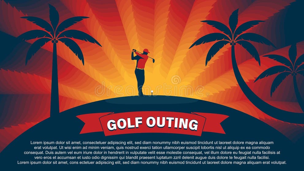 Golf Outing Template Design with Golf Playerl, Vector Illustration ...