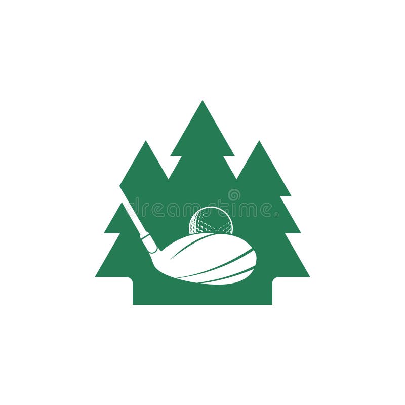 Golf Pine Tree Vector Logo Design. Stock Vector - Illustration of hobby ...