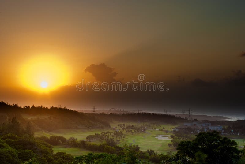 Golf place and sunset stock photo. Image of evening, environment - 10792780