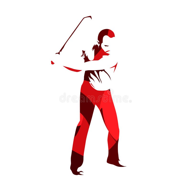 Golf Player, Abstract Red Vector Silhouette Stock Vector - Illustration ...