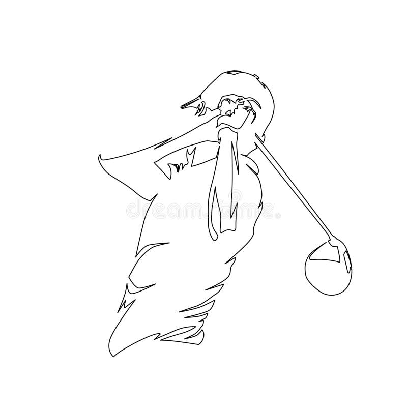 Golf Player, Golf Club Logo, Isolated Vector Silhouette, Line Art Stock ...