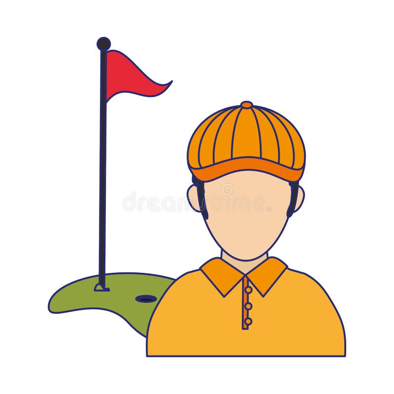 Golf Player with Flag and Hole Avatar Blue Lines Stock Vector ...