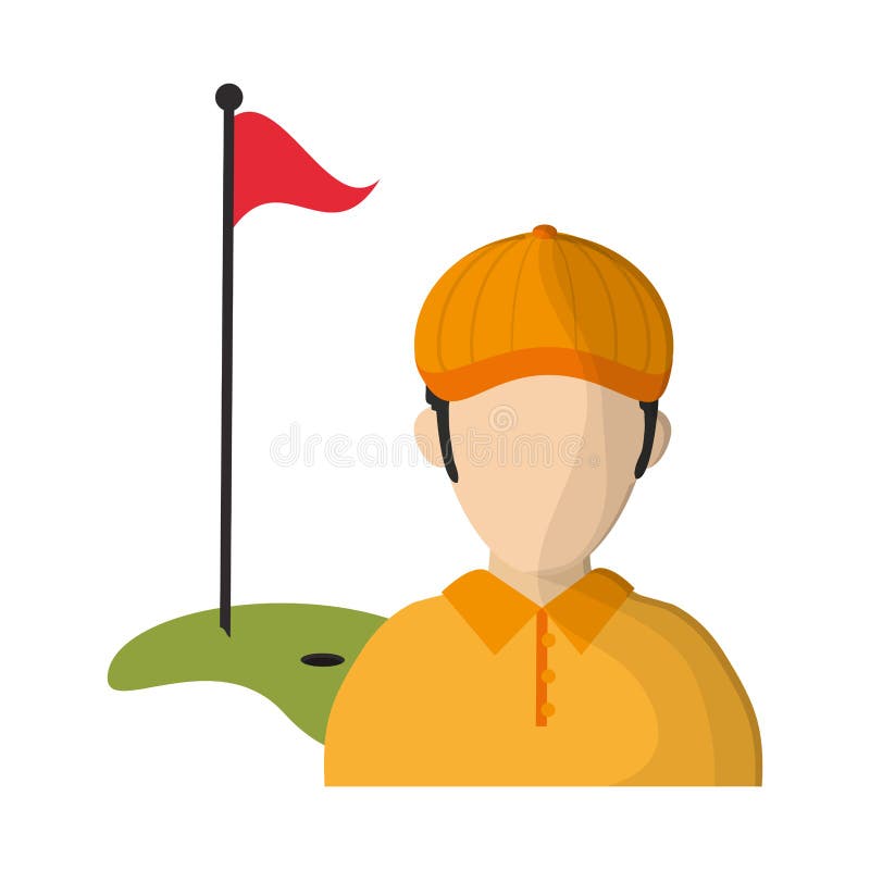 Golf Player with Flag and Hole Avatar Stock Vector - Illustration of ...