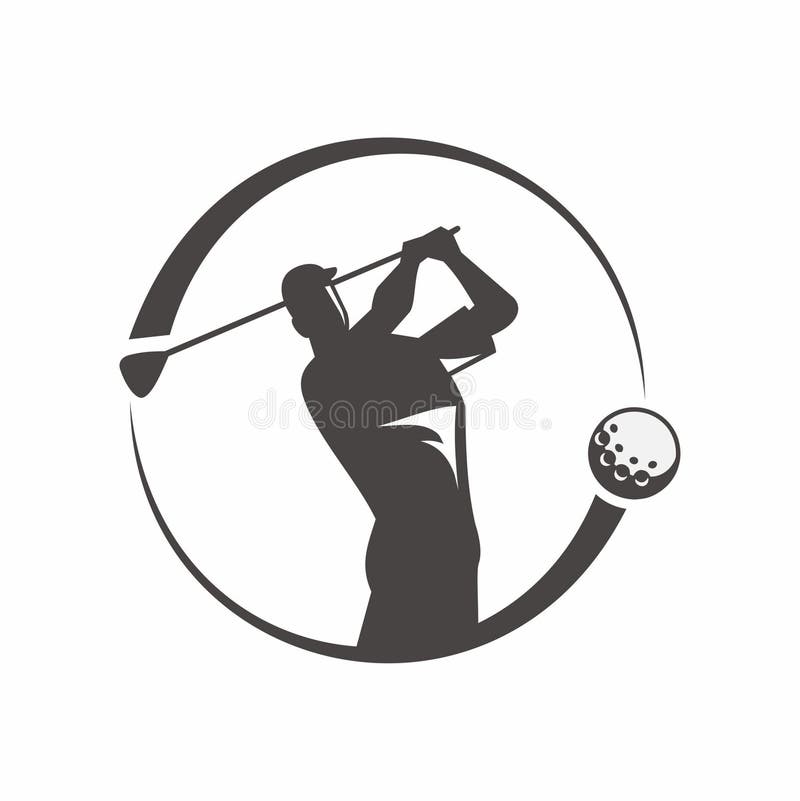 Golf Player Hits the Ball. Icon Logo Design Illustration Stock Vector ...
