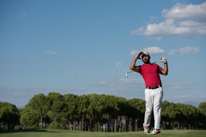 Golf Player Hitting Long Shot Stock Image - Image of african, adult ...