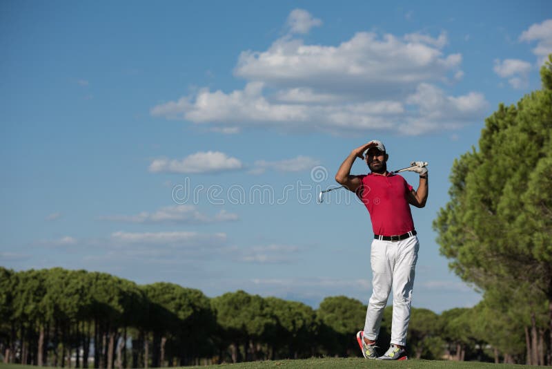Golf Player Hitting Long Shot Stock Image - Image of healthy, middle ...