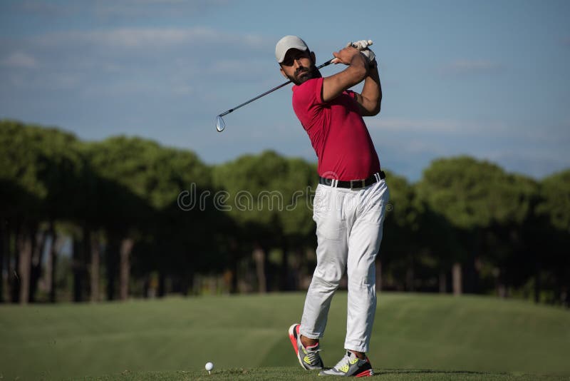 Golf Player Hitting Long Shot Stock Photo - Image of game, active: 74606466