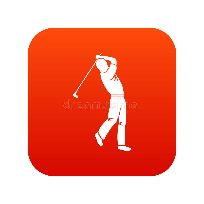 Golf Player Icon Digital Red Stock Vector - Illustration of shot ...