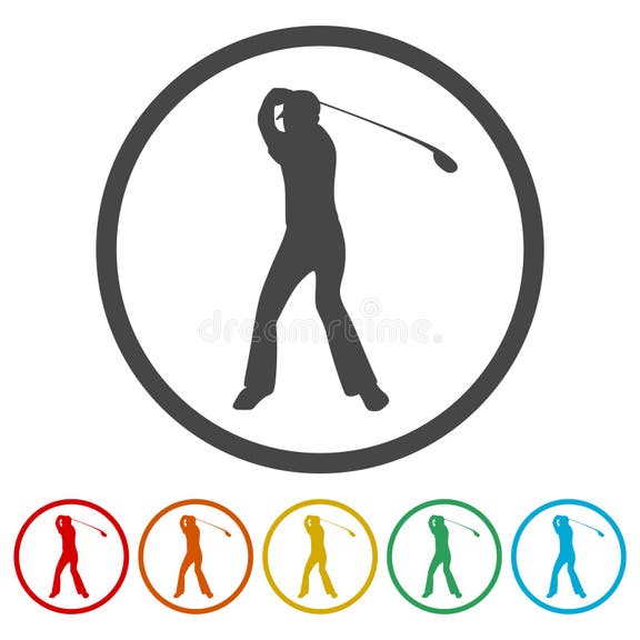 Golf player icons set stock vector. Illustration of competition - 163674100