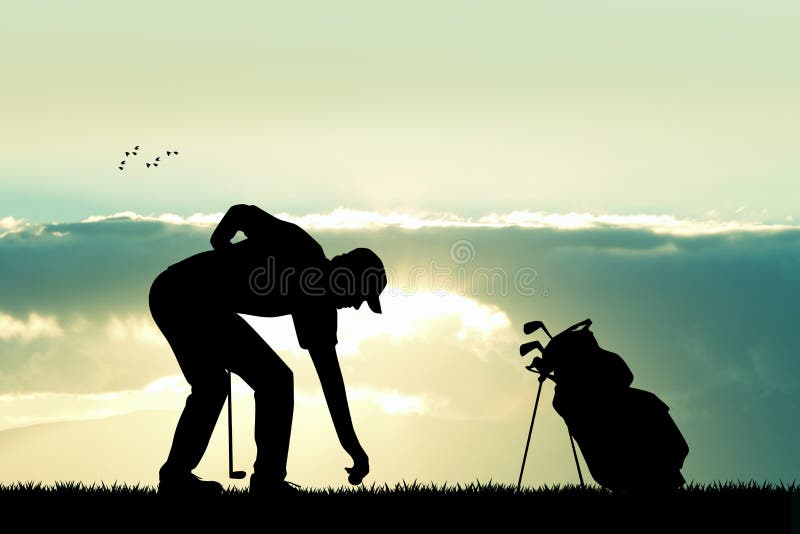Golf player at sunset stock illustration. Illustration of green - 78995681