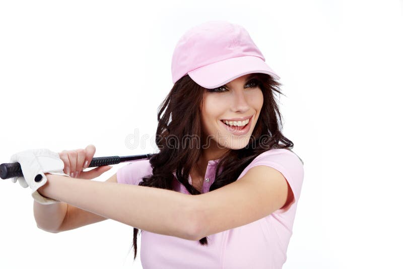 Pretty in Pink Golfer stock image. Image of single, woman - 18274751