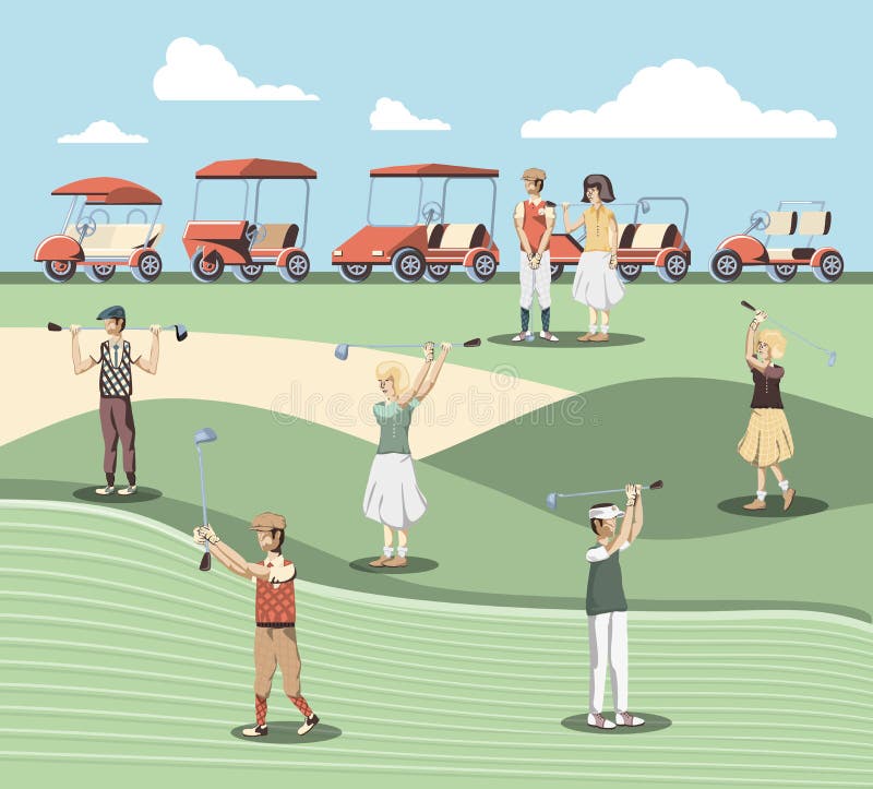 Golf Players People in the Course Stock Vector - Illustration of ...