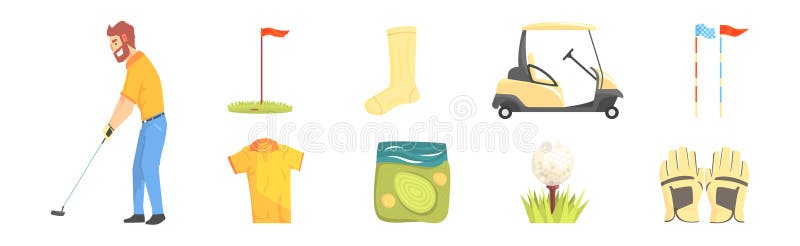 Golf Playing Game Object and Element Vector Set Stock Vector ...