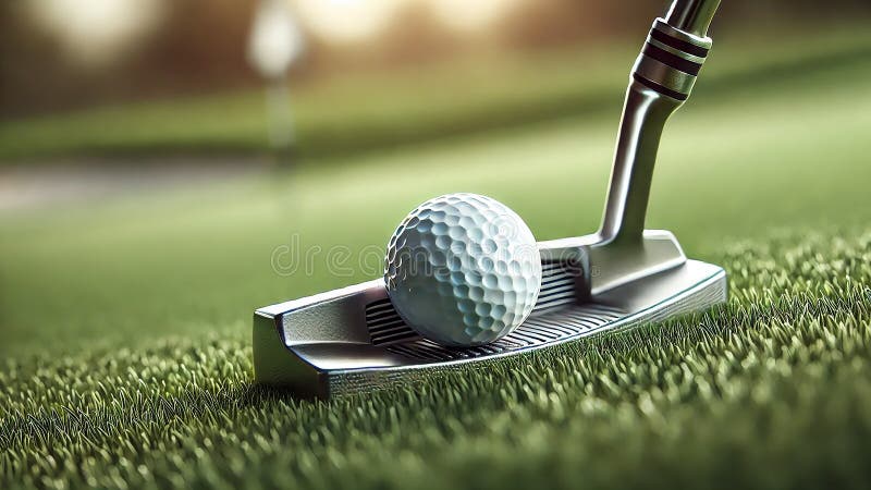Golf Putter and Ball on the Green, with the Meticulously Manicured ...