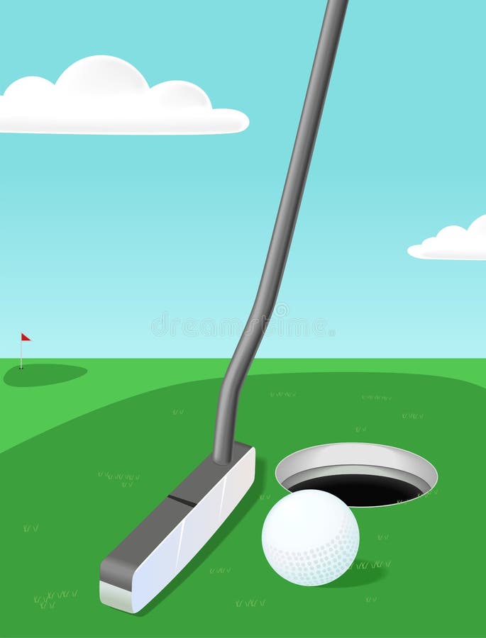 Golf: Putter und Kugel vektor abbildung. Illustration von kugel - 8253924