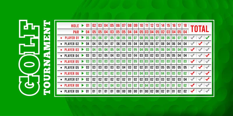 Golf Scoreboard, Vector Illustration with Golf Ball on Background Stock ...