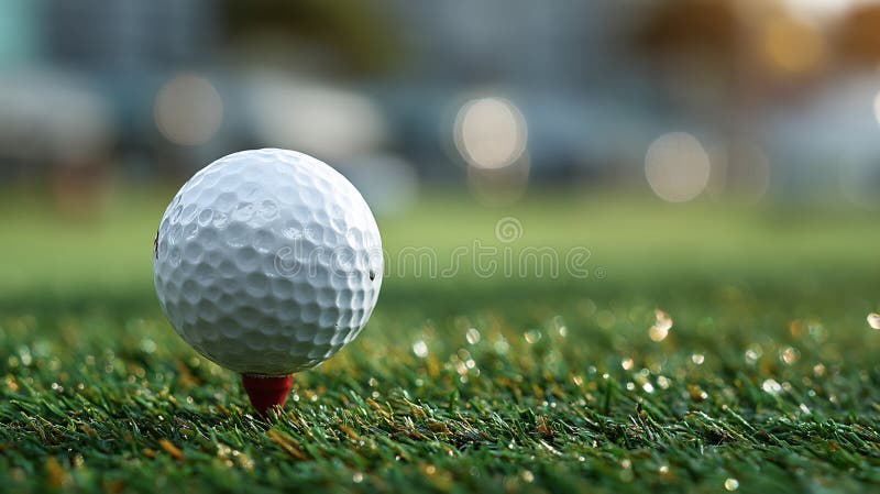 Golf Setup. Close-up of a Golf Ball on a Tee with a Club Ready To Swing ...