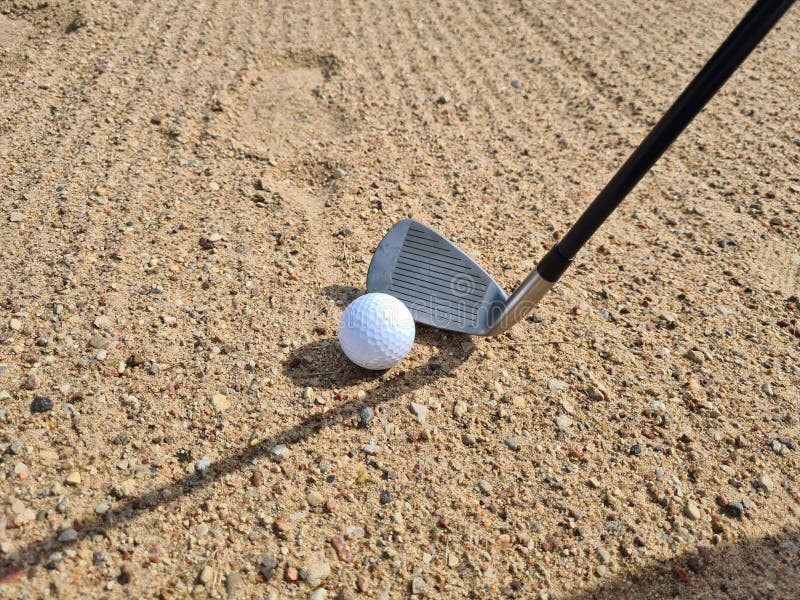 Golf Shot from Sand Bunker Golfer Hitting Ball from Danger Stock Photo ...