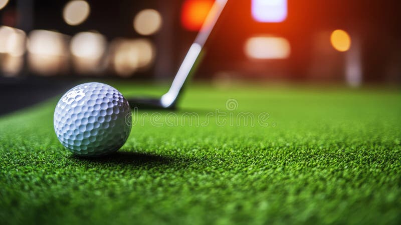 A Golf Simulator Features a Putter and Ball on a Putting Green ...