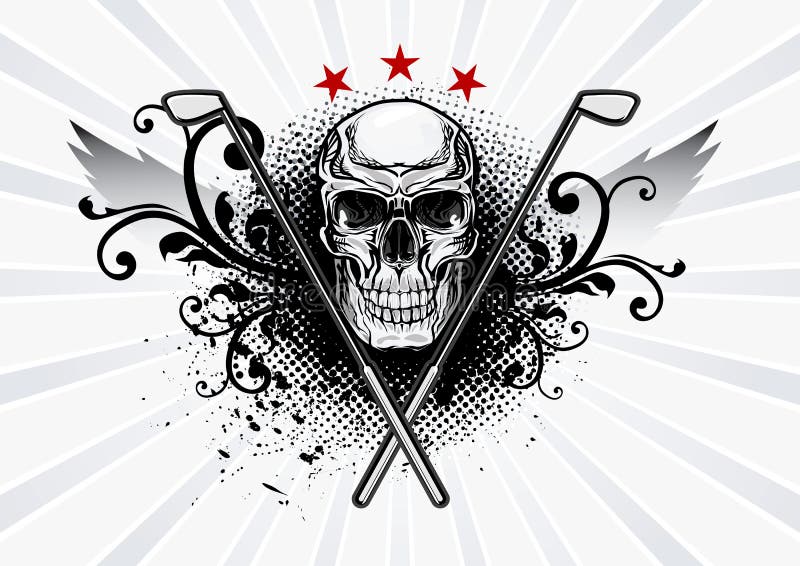 Art Skull Dry Golf Day Of The Dead Festival. Stock Illustration ...