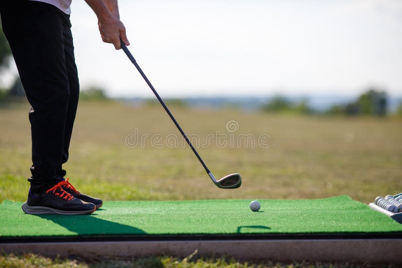 Golf Sport Concept : Ball and Golf Club on Artificial Grass in Golf ...