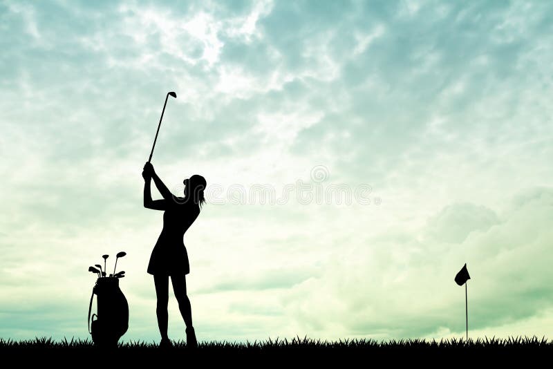 Golf at sunset stock illustration. Illustration of golfer - 96890279