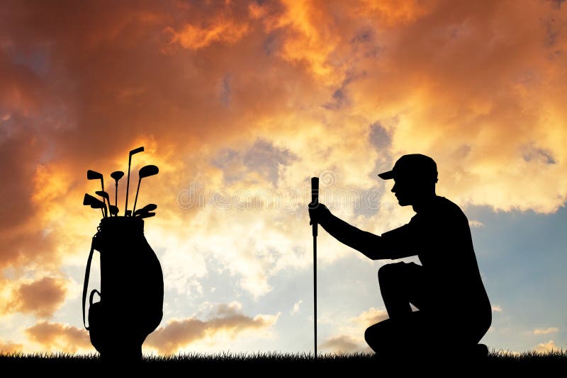 Golf at sunset stock illustration. Illustration of active - 79665802