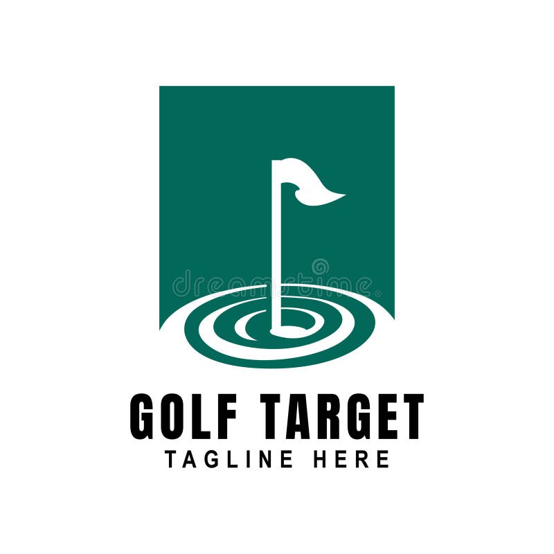 Golf Target Logo with Flagstick and Circular Target Design Vector Stock ...
