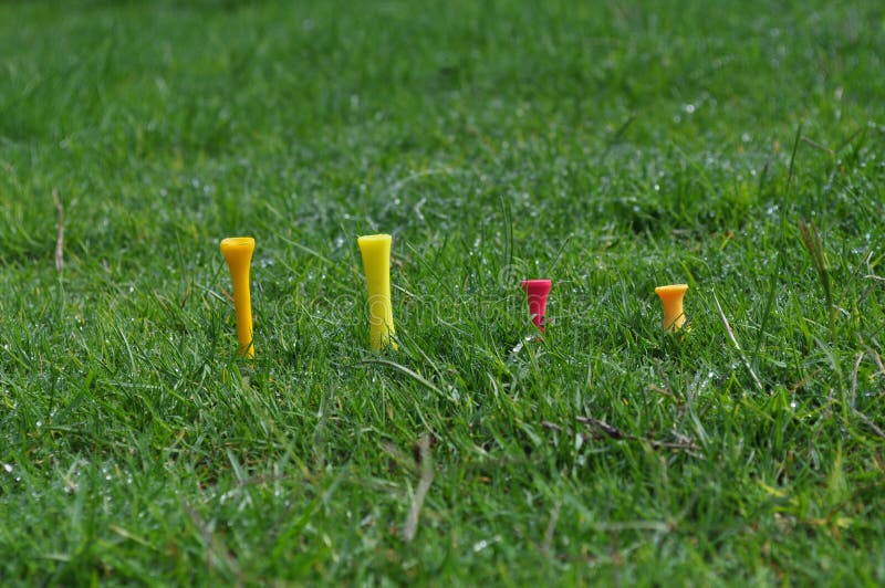Four Fore Golf Tees in Lawn Stock Image - Image of tees, closeup: 41445103