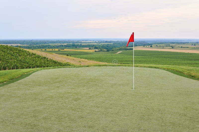 Golf terrain. stock image. Image of blue, golf, horizon - 98292785