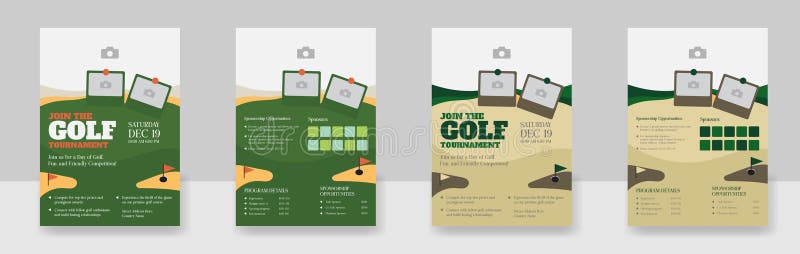 Golf Tournament Flyer Bundle Stock Vector - Illustration of text ...