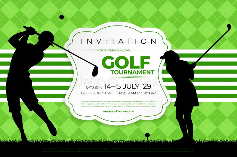 Golf Tournament Invitation Template with Players Silhouettes Stock ...