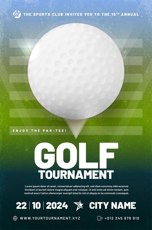 Golf Tournament Poster Template with Ball and Grungy Texture Background ...