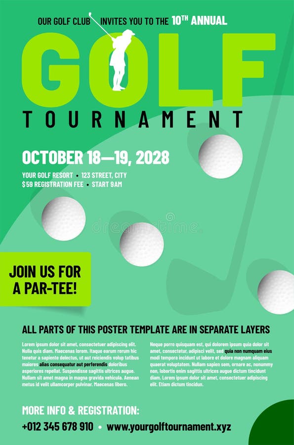 Golf Tournament Poster Template with Balls Stock Vector - Illustration ...