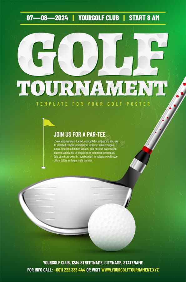 Golf Tournament Poster Template with Sample Text in Separate Layer ...